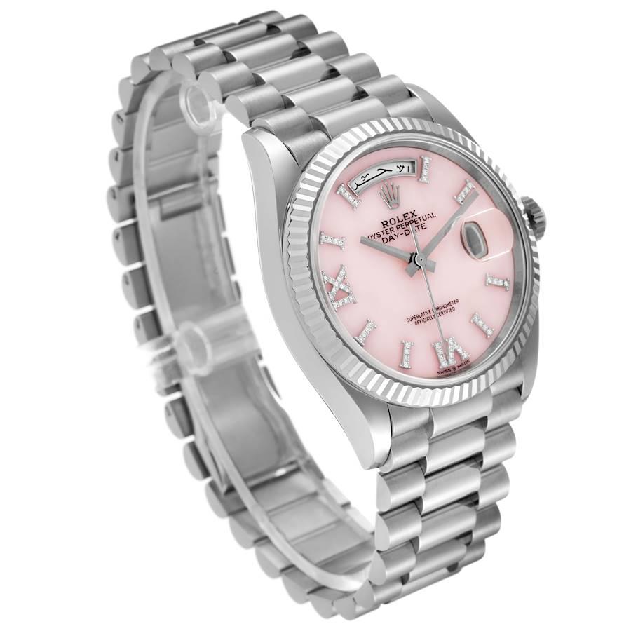 Rolex President Day-Date White Gold Pink Opal Diamond Dial Watch 128239 ...
