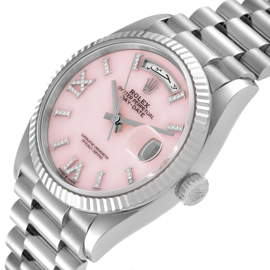 Rolex President Day-Date White Gold Pink Opal Diamond Dial Watch 128239 ...