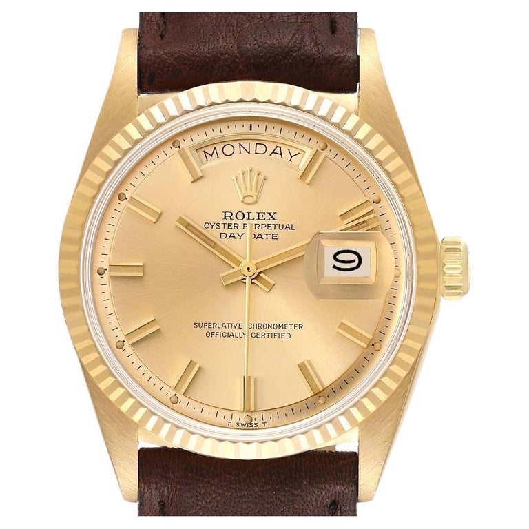 Rolex President Day-Date Wide Fat Boy Yellow Vintage Gold Mens Watch ...