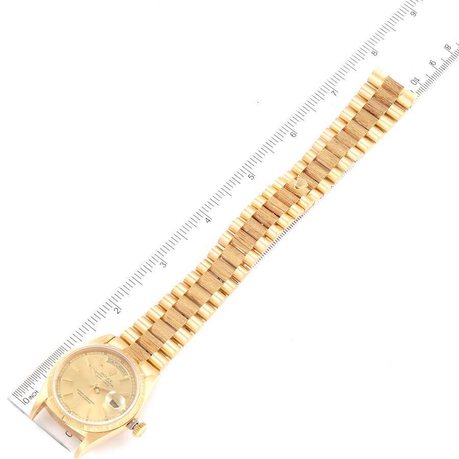 Rolex President Day-Date Yellow Gold Bark Finish Mens Watch 18078 For ...