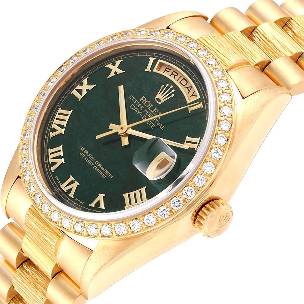 Rolex President Day-Date Yellow Gold Bloodstone Diamond Men's Watch ...