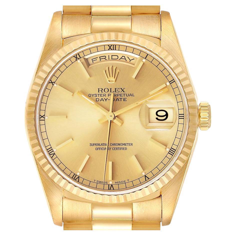 Rolex President Day-Date Yellow Gold String Diamond Ruby Dial Watch ...