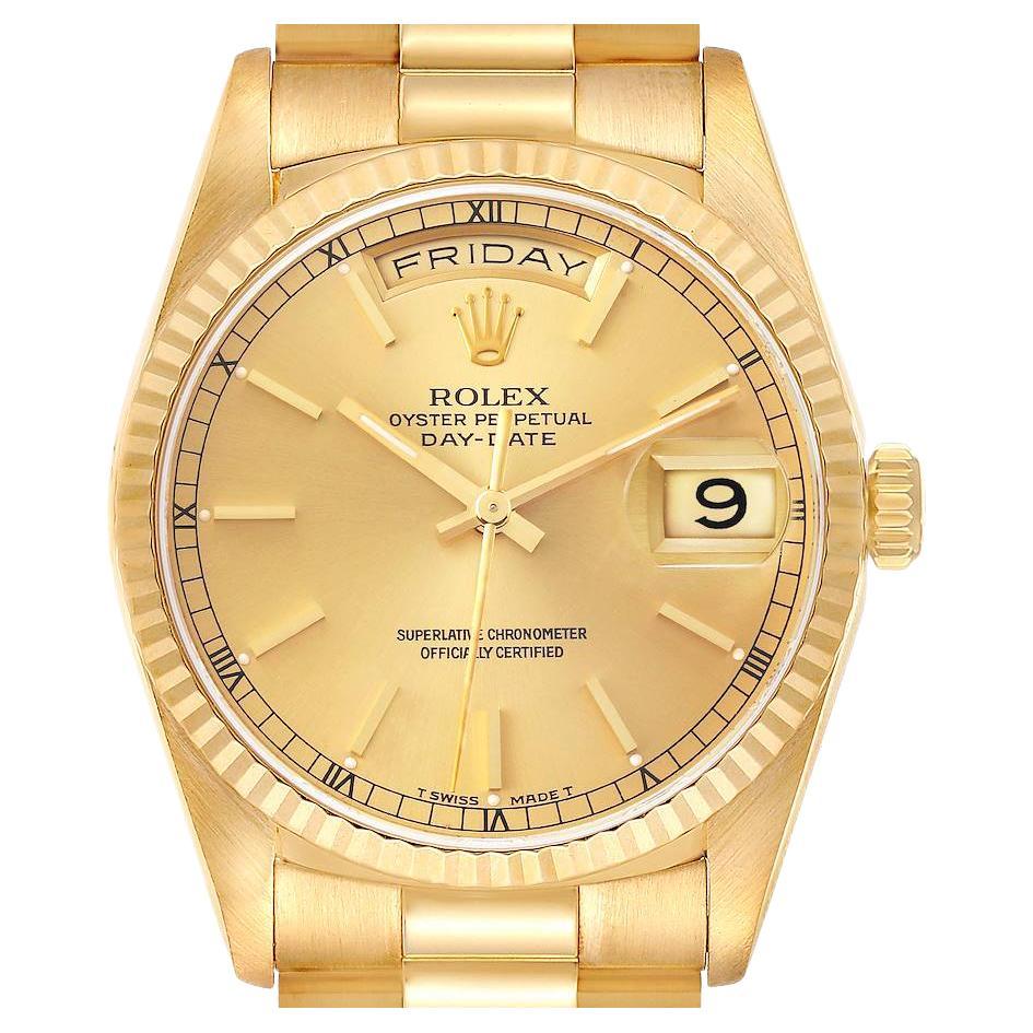 Rolex Yellow Gold Day-Date Black Onyx Dial President Wristwatch, 1990s ...
