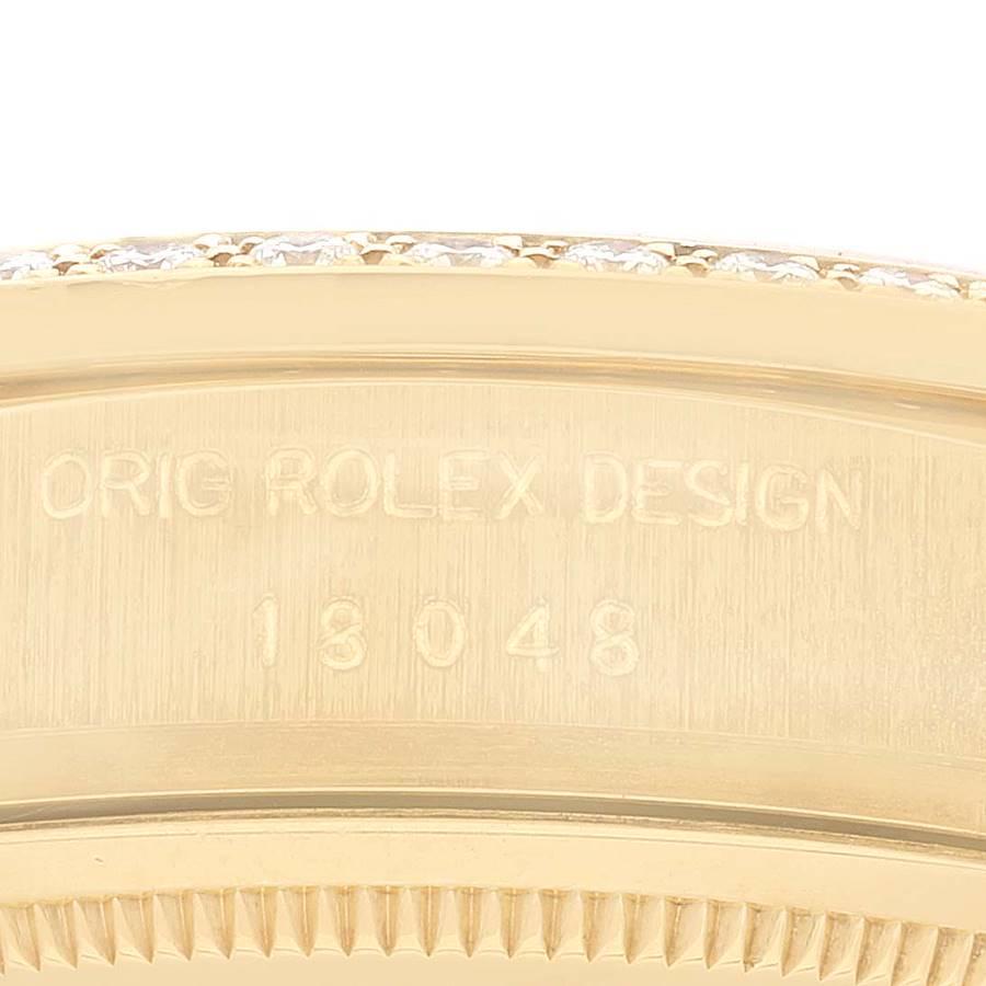 Rolex President Day-Date Yellow Gold Diamond Bezel Watch 18048 at 1stDibs