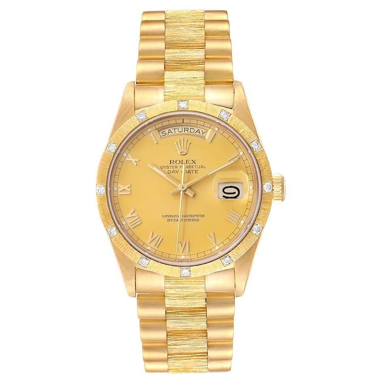 Rolex President Day-Date Yellow Gold Diamond Men's Watch 18308 For Sale ...