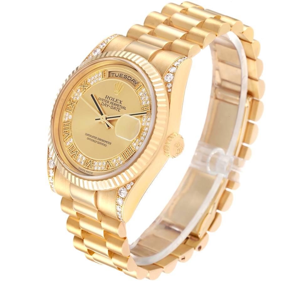 Rolex President Day Date Yellow Gold Myriad Dial Diamond Lugs Watch ...