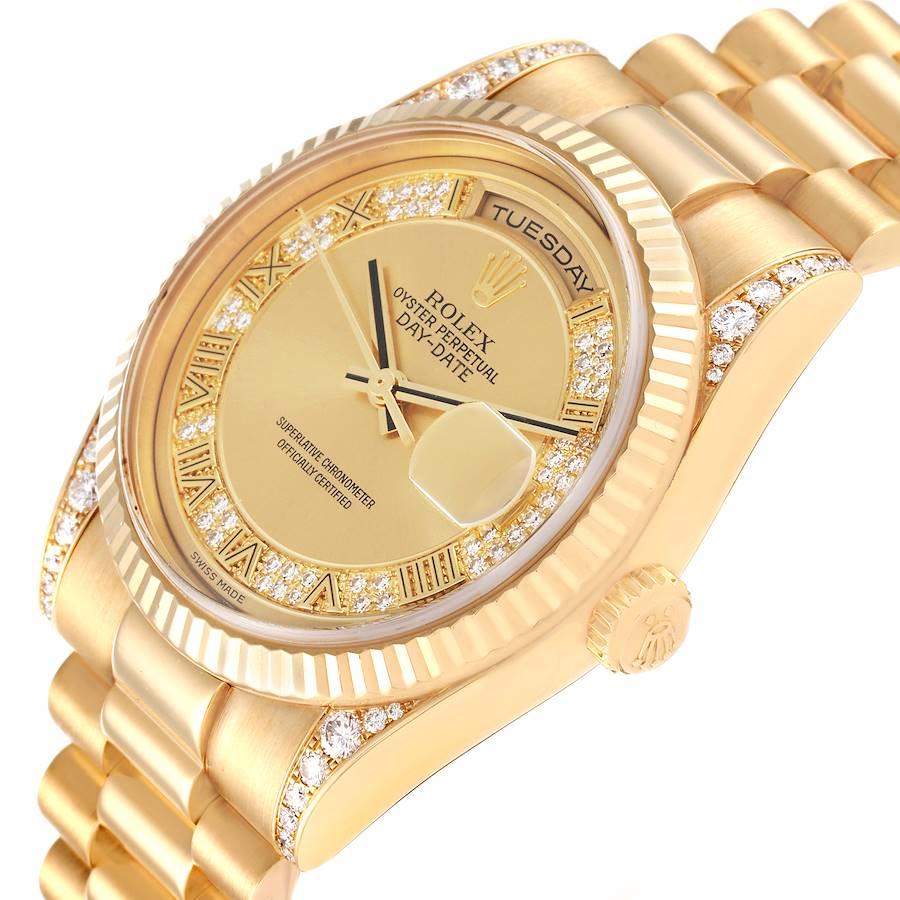 Rolex President Day Date Yellow Gold Myriad Dial Diamond Lugs Watch ...