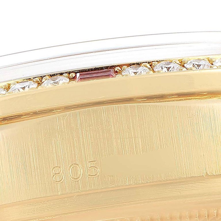 Rolex President Day-Date Yellow Gold String Diamond Ruby Dial Watch ...