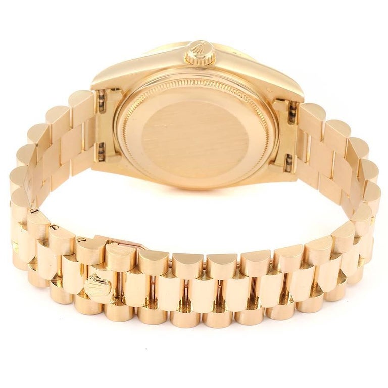 Rolex President Day-Date Yellow Gold String Diamond Ruby Dial Watch ...