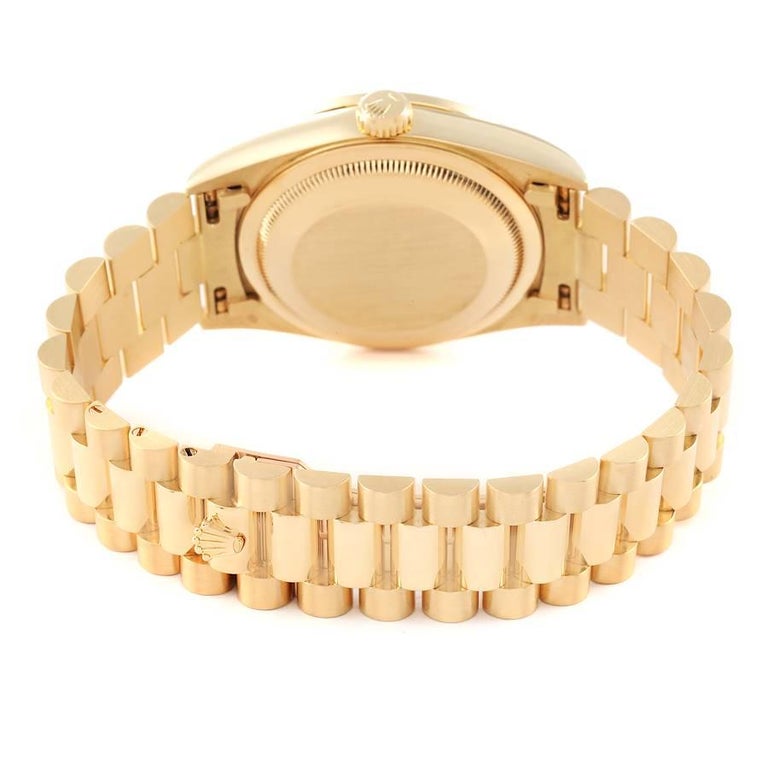 Rolex President Day-Date Yellow Gold String Diamond Ruby Dial Watch ...