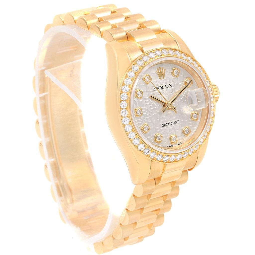 Rolex President Ladies 18 Karat Gold Mother of Pearl Diamond Watch ...