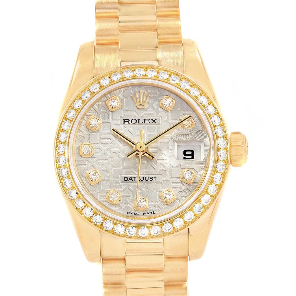 Rolex President Ladies 18 Karat Gold Mother of Pearl Diamond Watch ...