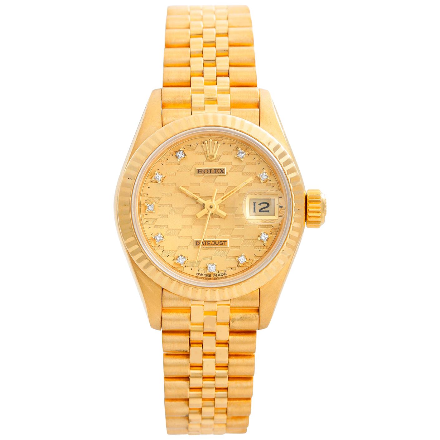 Rolex President Ladies 18 Karat Yellow Gold Watch 69178 at 1stDibs