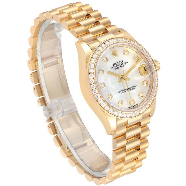 Rolex President Midsize Yellow Gold Diamond Ladies Watch 278288 Unworn ...