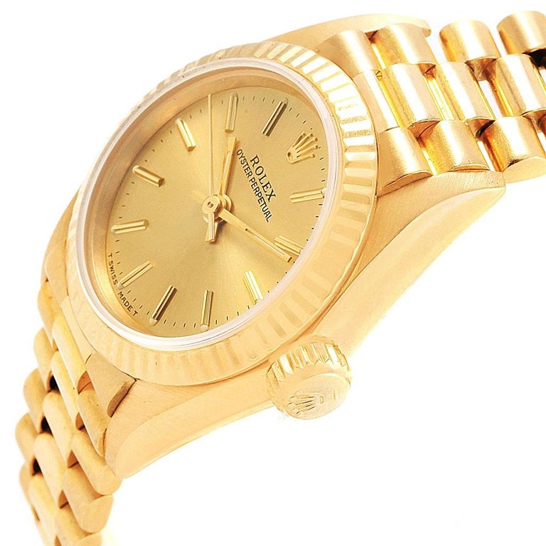 Rolex President No-Date 18 Karat Yellow Gold Ladies Watch 67198 For ...