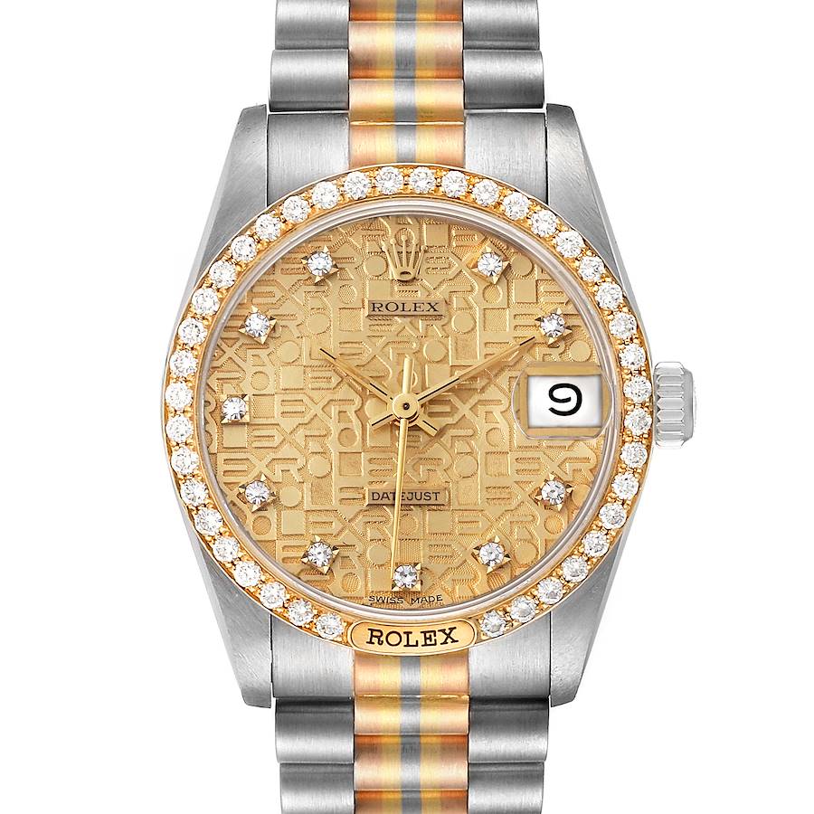Rolex President Tridor Midsize White Yellow Rose Gold Diamond Ladies ...