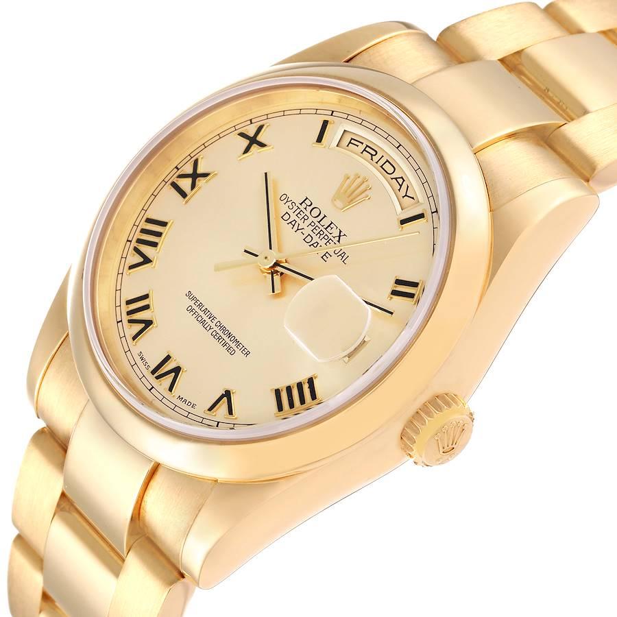 Rolex President Yellow Gold Champagne Roman Dial Mens Watch 118208 Box ...