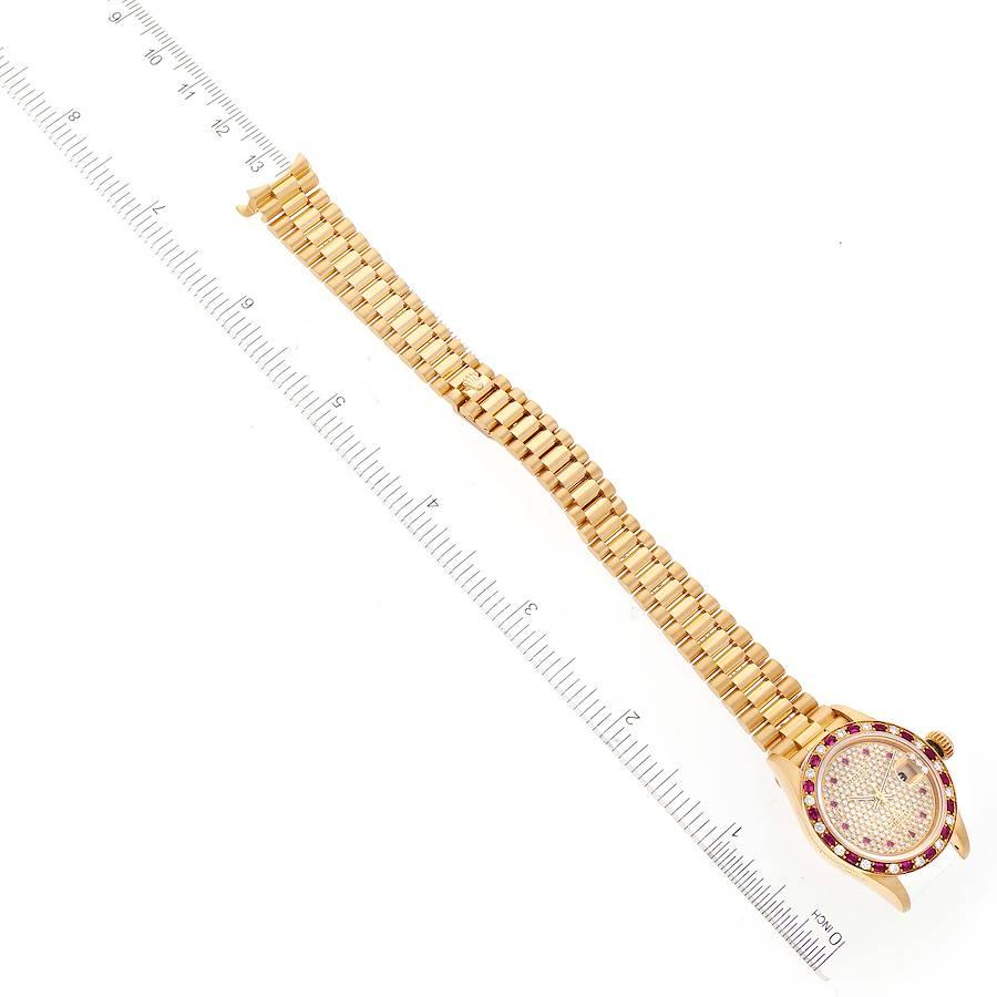 Rolex President Yellow Gold Diamond Ruby Ladies Watch 69198 Box Papers ...