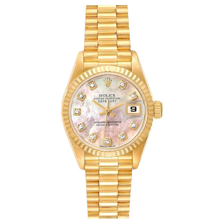 Rolex Ladies President Diamond Ruby Gold Watch For Sale at 1stDibs