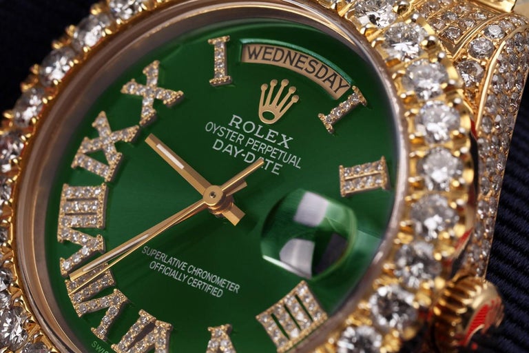 Rolex Presidential Green Roman Dial Diamond Watch 18038 For Sale at 1stDibs