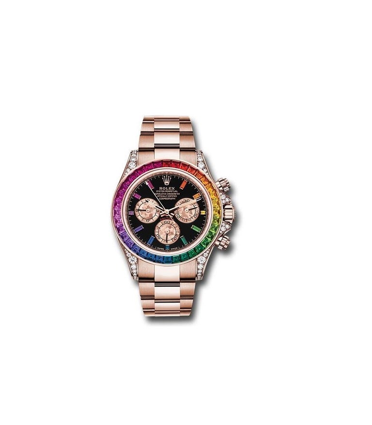 Rolex Rainbow Sapphire Daytona Chronograph Diamond Black Dial 116595 ...