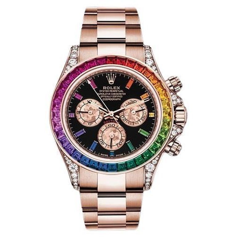 Rolex Rainbow Sapphire Daytona Chronograph Diamond Black Dial 116595 ...