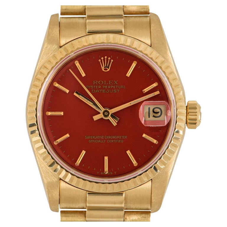 Rolex Rare Datejust Coral Stella Dial 68278 Watch For Sale at 1stDibs