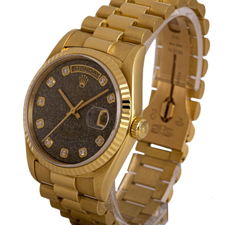 Rolex Rare Day-Date Gents 18 Karat Yellow Gold Dinosaur Egg Diamond ...