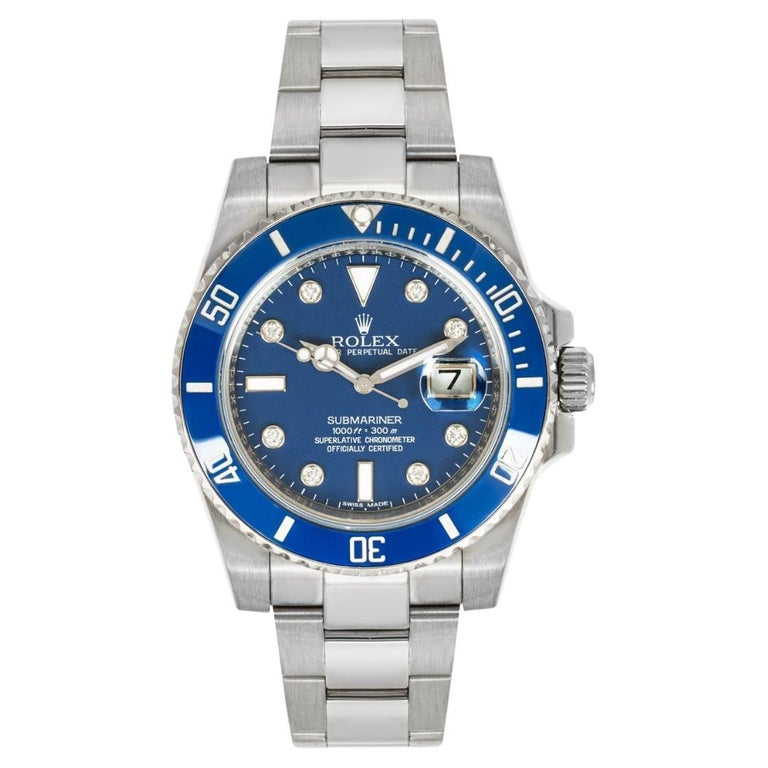 Rolex Rare Submariner Smurf Diamond Dial 116619LB - Great Gifts Club