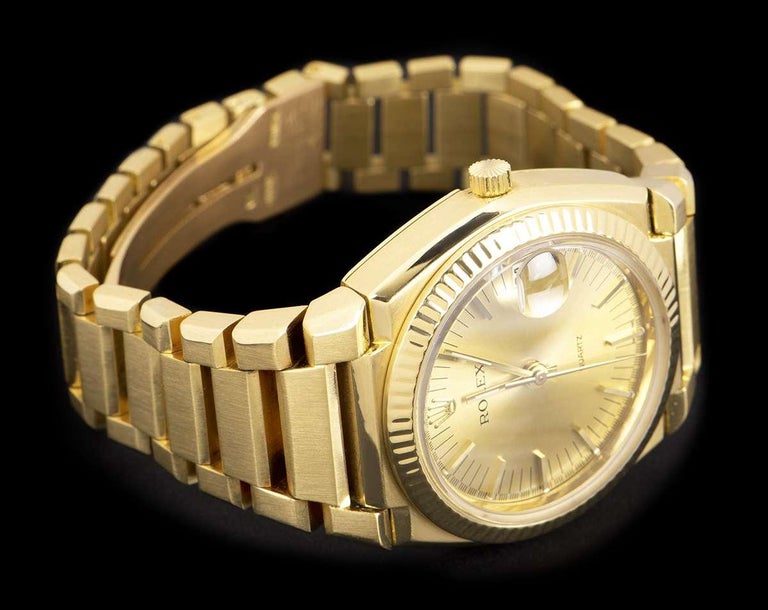 Rolex Rare Texan Beta 21 Gents 18 Karat Yellow Gold Champagne Dial B&P ...