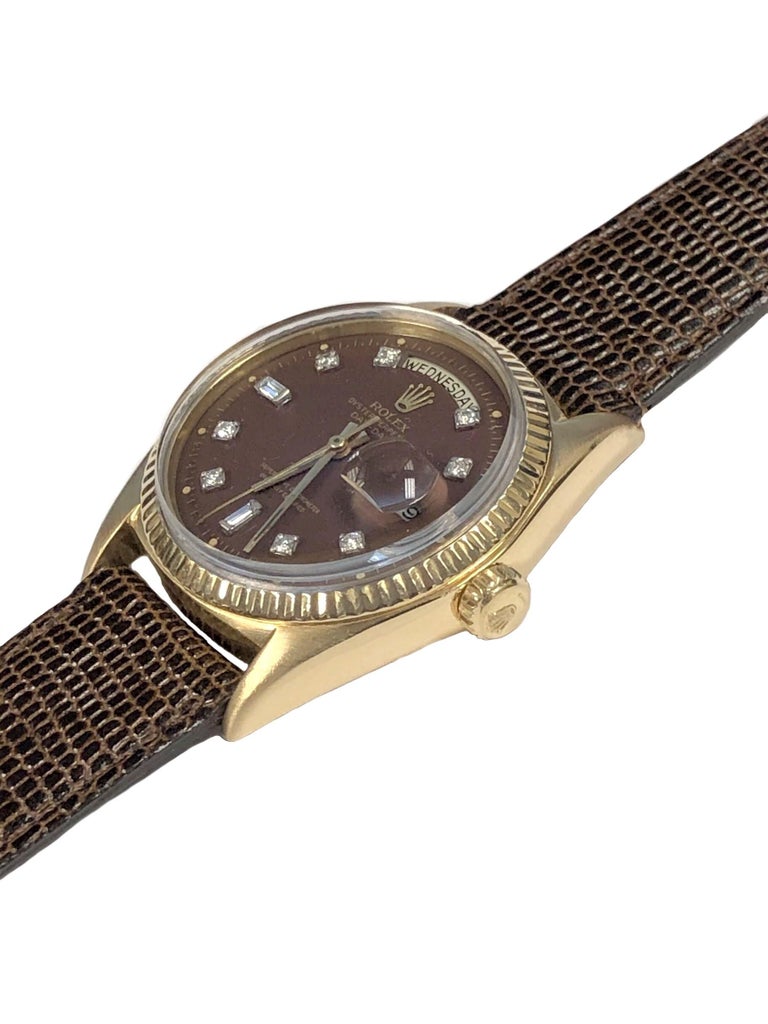 Rolex Ref 1803 Gold Day Date Automatic Wristwatch with Chocolate ...