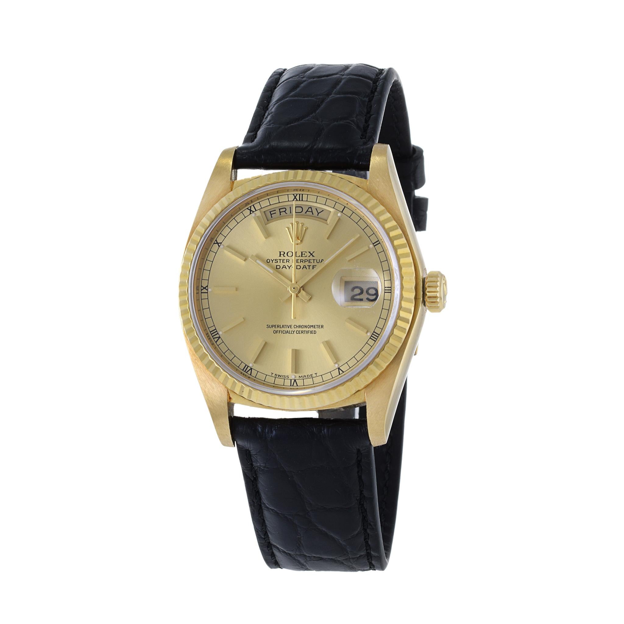 Rolex Reference 18038 Day-Date 36 18K Yellow Gold For Sale at 1stDibs ...