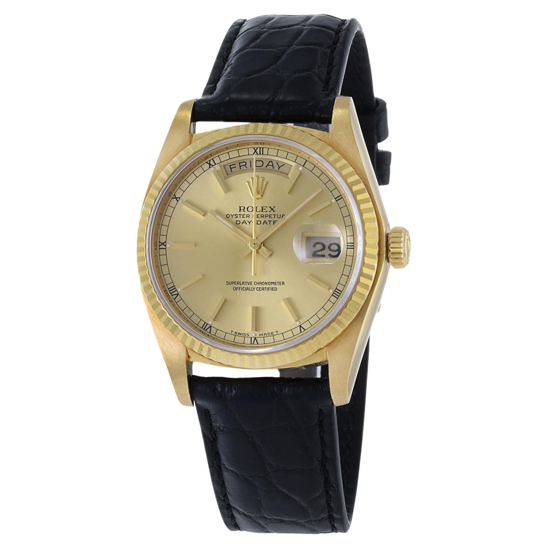 Rolex 18038 President Day Date Blue Dial 18K Yellow Gold Box Paper For ...