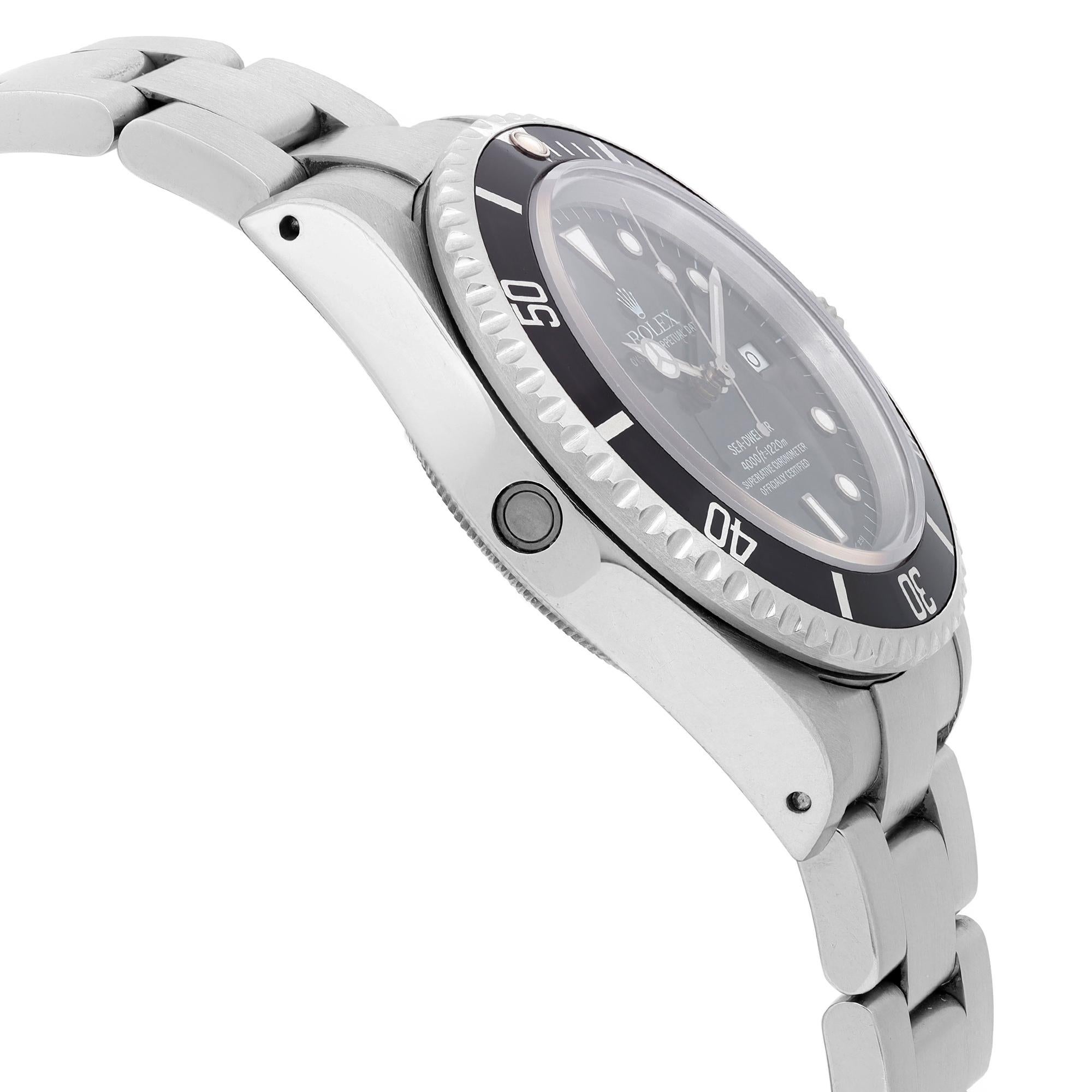 Rolex Sea Dweller Steel Date Black Dial Automatic Mens Watch 16600 For ...