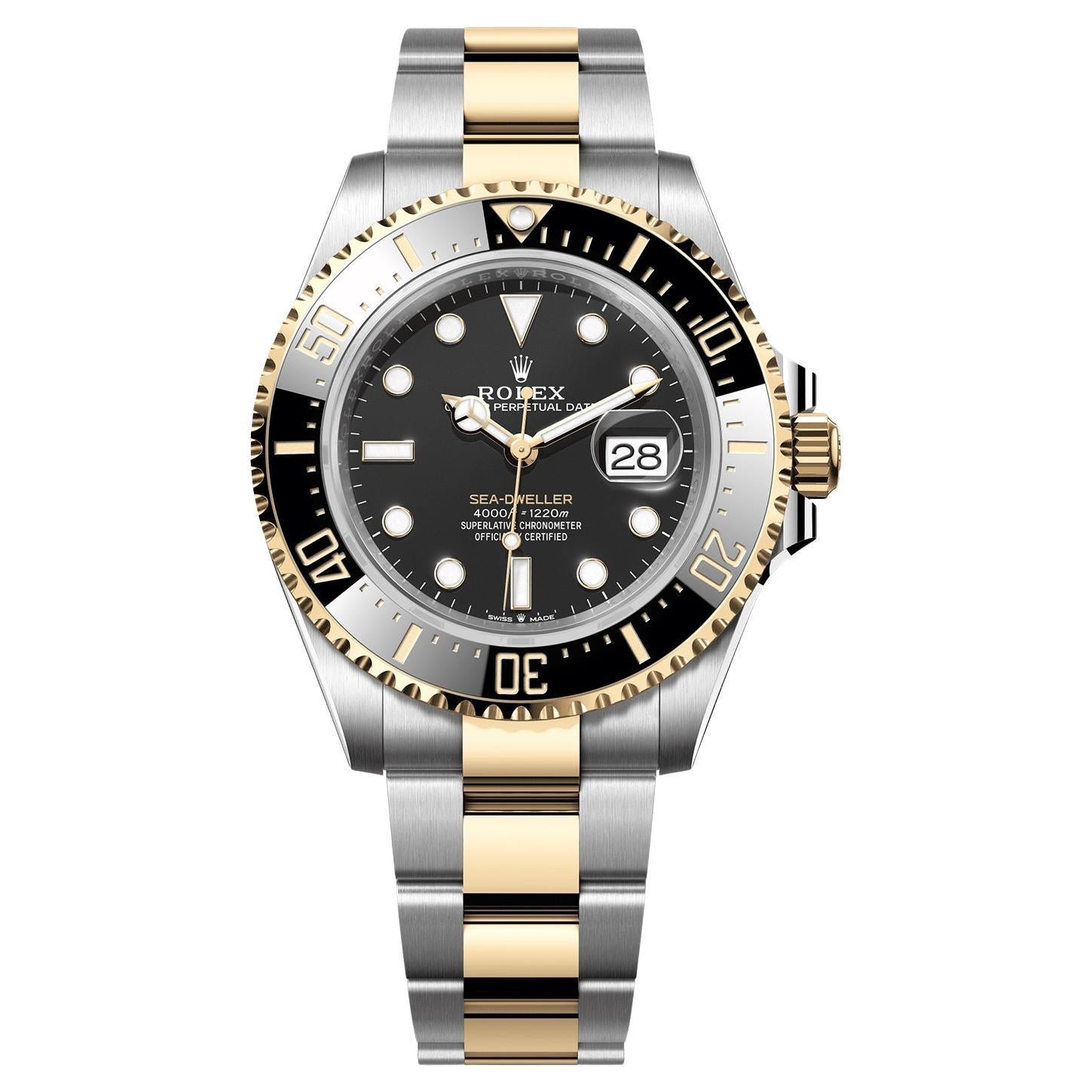 Rolex Sea-Dweller 43mm Two-Tone Yellow Gold Steel Black Dial Oyster ...