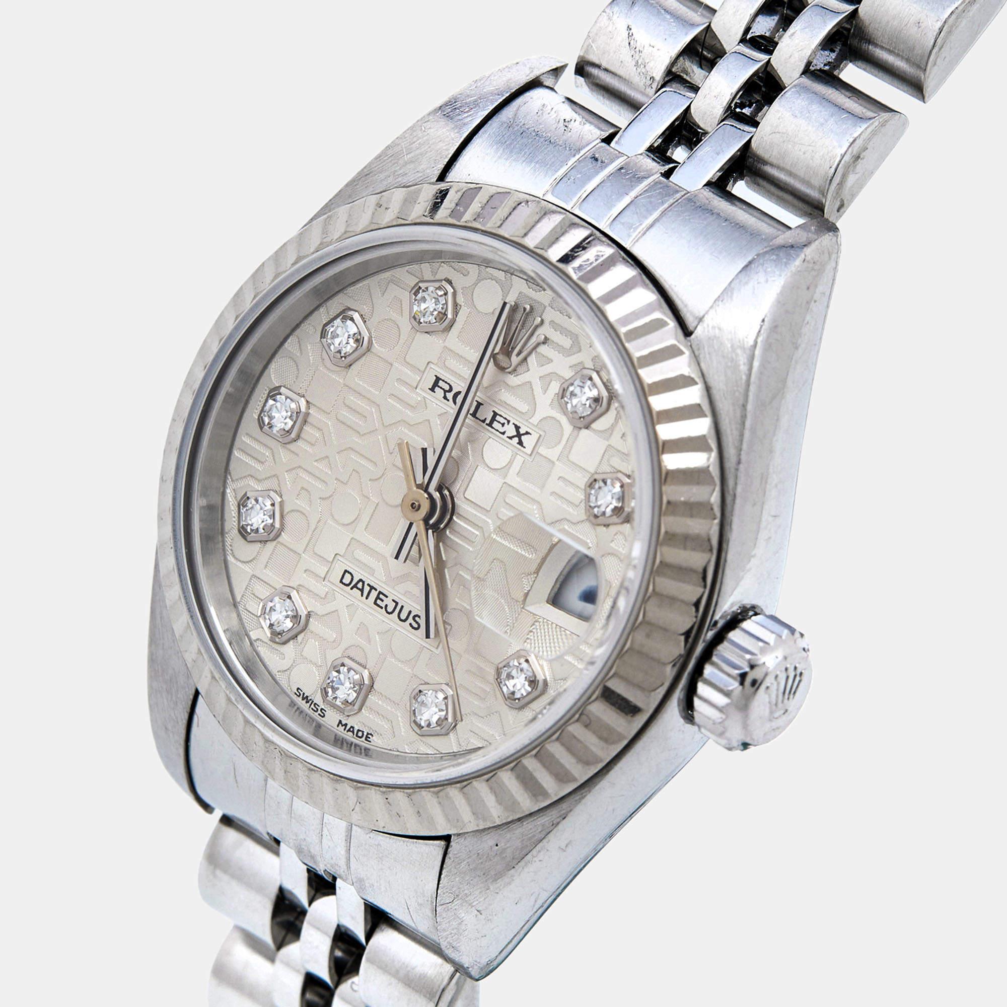 Rolex Silver Jubilee 18K White Gold Stainless Steel Diamond Datejust 79174 Women For Sale at 1stDibs
