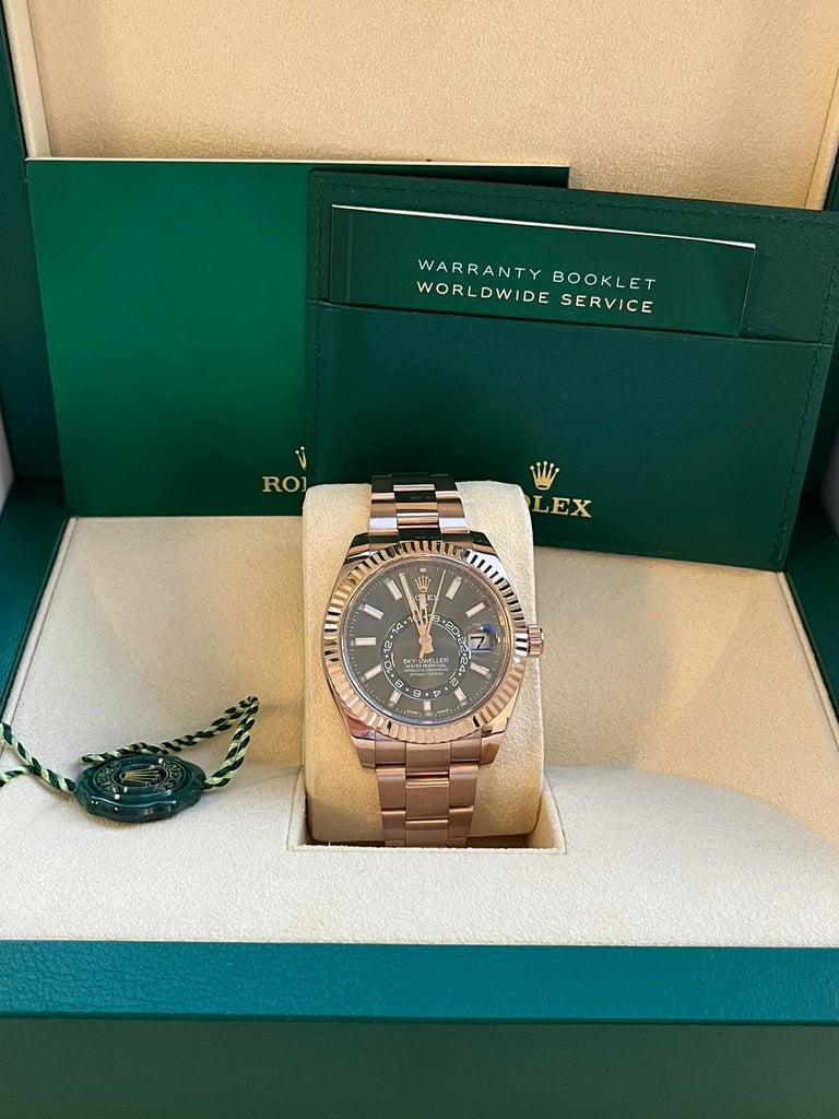 Rolex Sky-Dweller 18k Rose Gold Rhodium Index Dial Oyster Bracelet ...