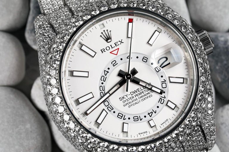 Rolex Sky-Dweller 326934WHSO Stainless Steel Fully Iced Out Watch ...