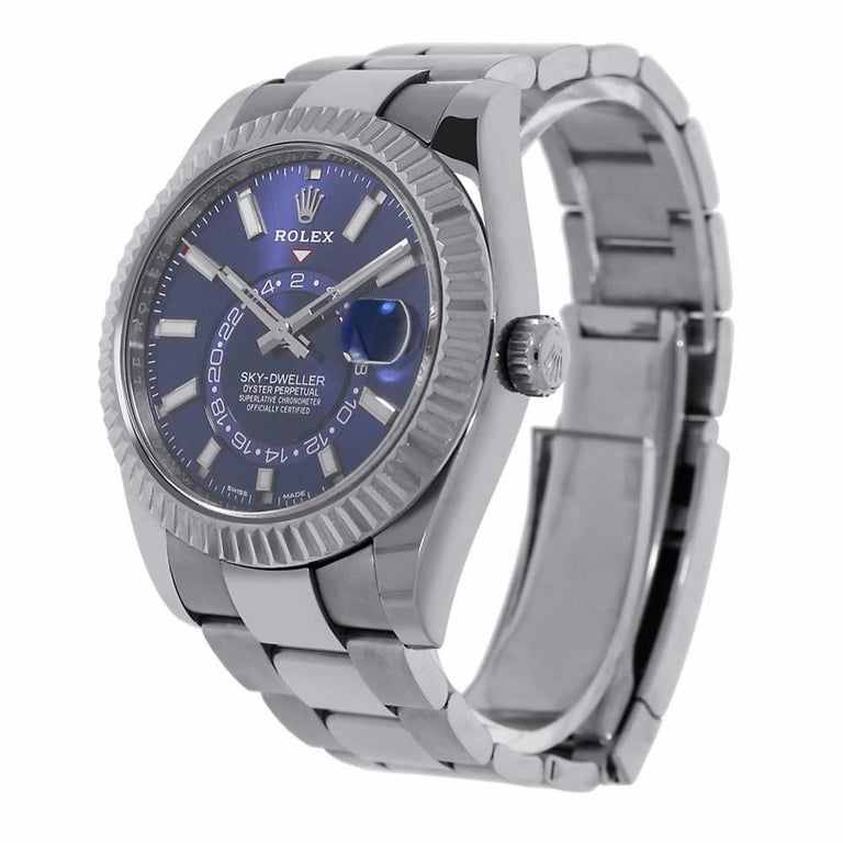 Rolex Sky-Dweller Stainless Steel Blue Dial Watch 326934 at 1stDibs ...