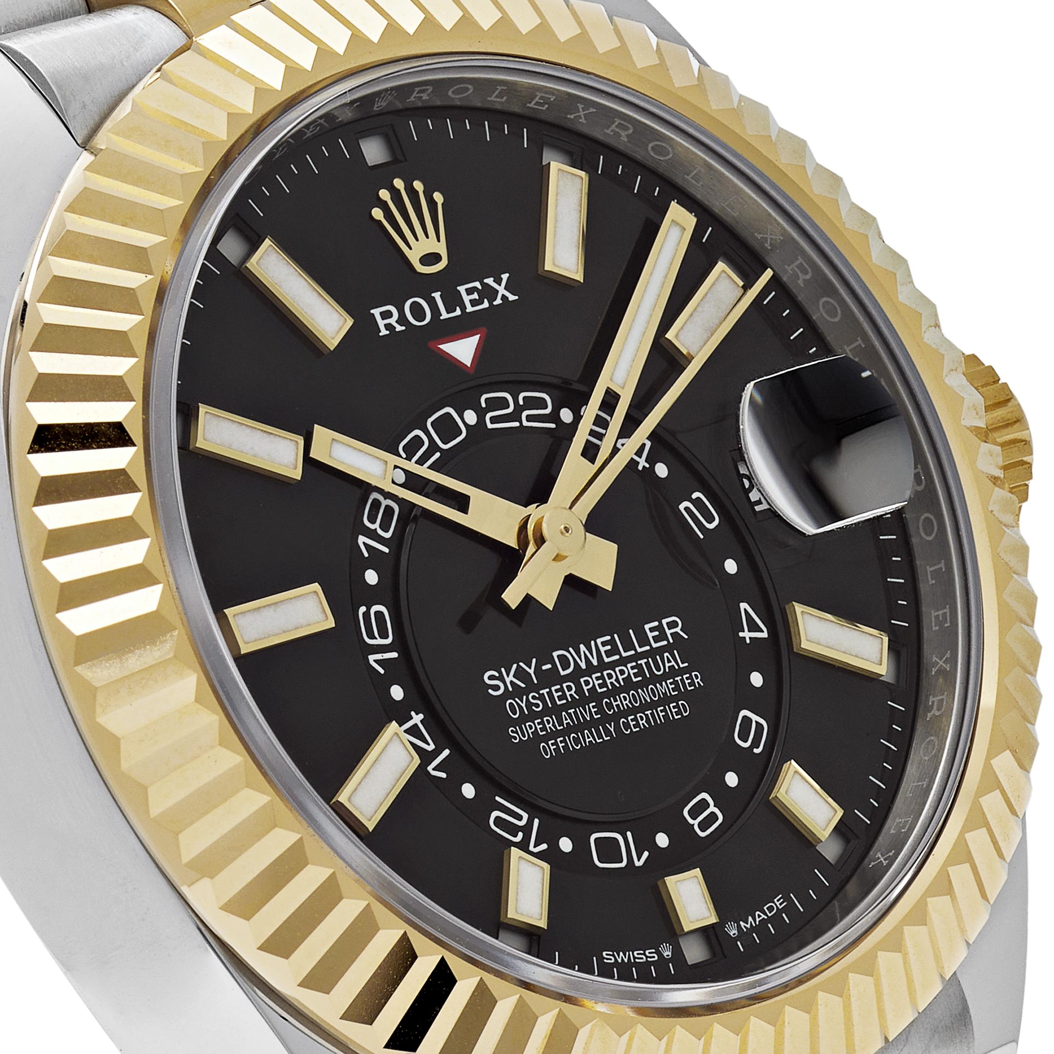 Rolex Sky-Dweller 42mm Steel Yellow Gold Black Dial Jubilee 326933 ...