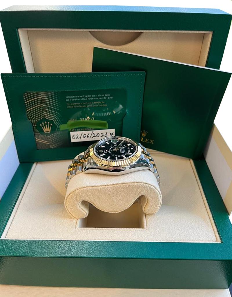 Rolex Sky-Dweller Two-Tone Black Dial Yellow Gold Jubilee Mens Watch ...