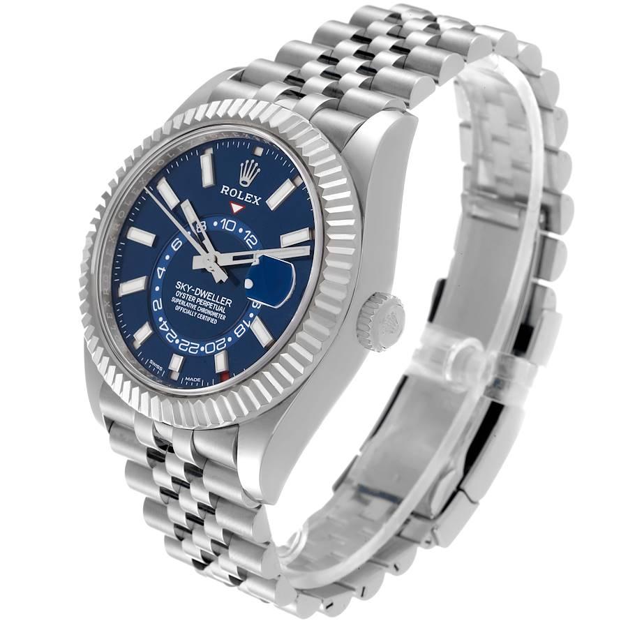 Rolex Sky-Dweller Blue Dial Steel White Gold Mens Watch 326934 Box Card ...