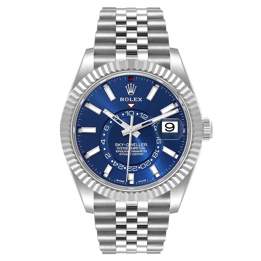 Rolex Sky-Dweller Blue Dial Steel White Gold Mens Watch 326934 Unworn ...