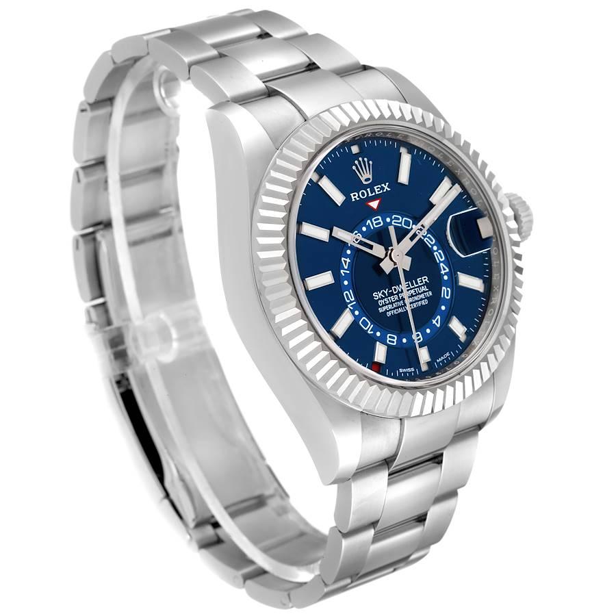 Rolex Sky-Dweller Blue Dial Steel White Gold Mens Watch 326934 Unworn ...