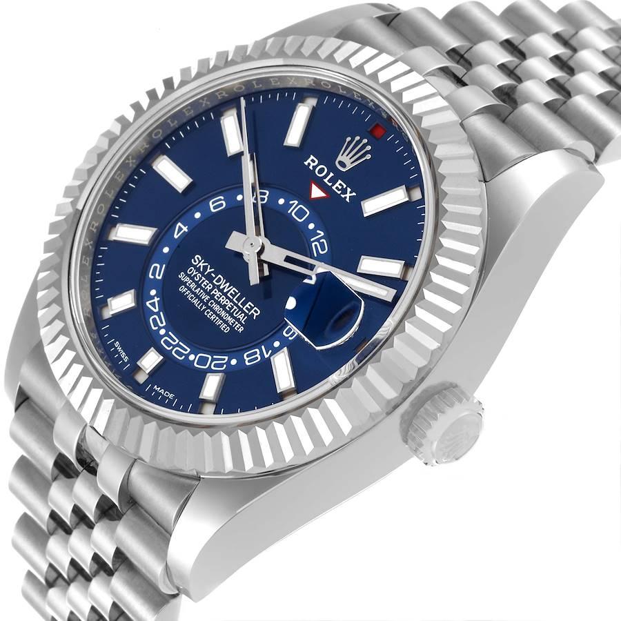 Rolex Sky-Dweller Blue Dial Steel White Gold Mens Watch 326934 Unworn ...