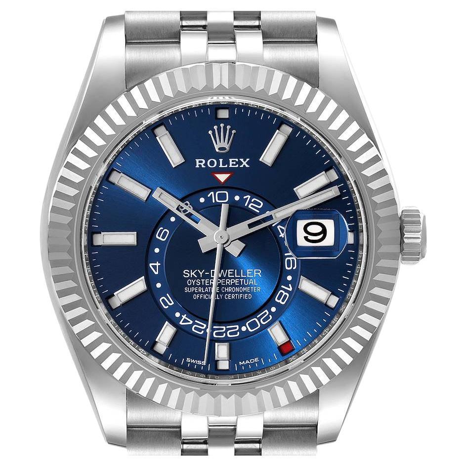Rolex Sky-Dweller Blue Dial Steel White Gold Mens Watch 326934 Unworn ...