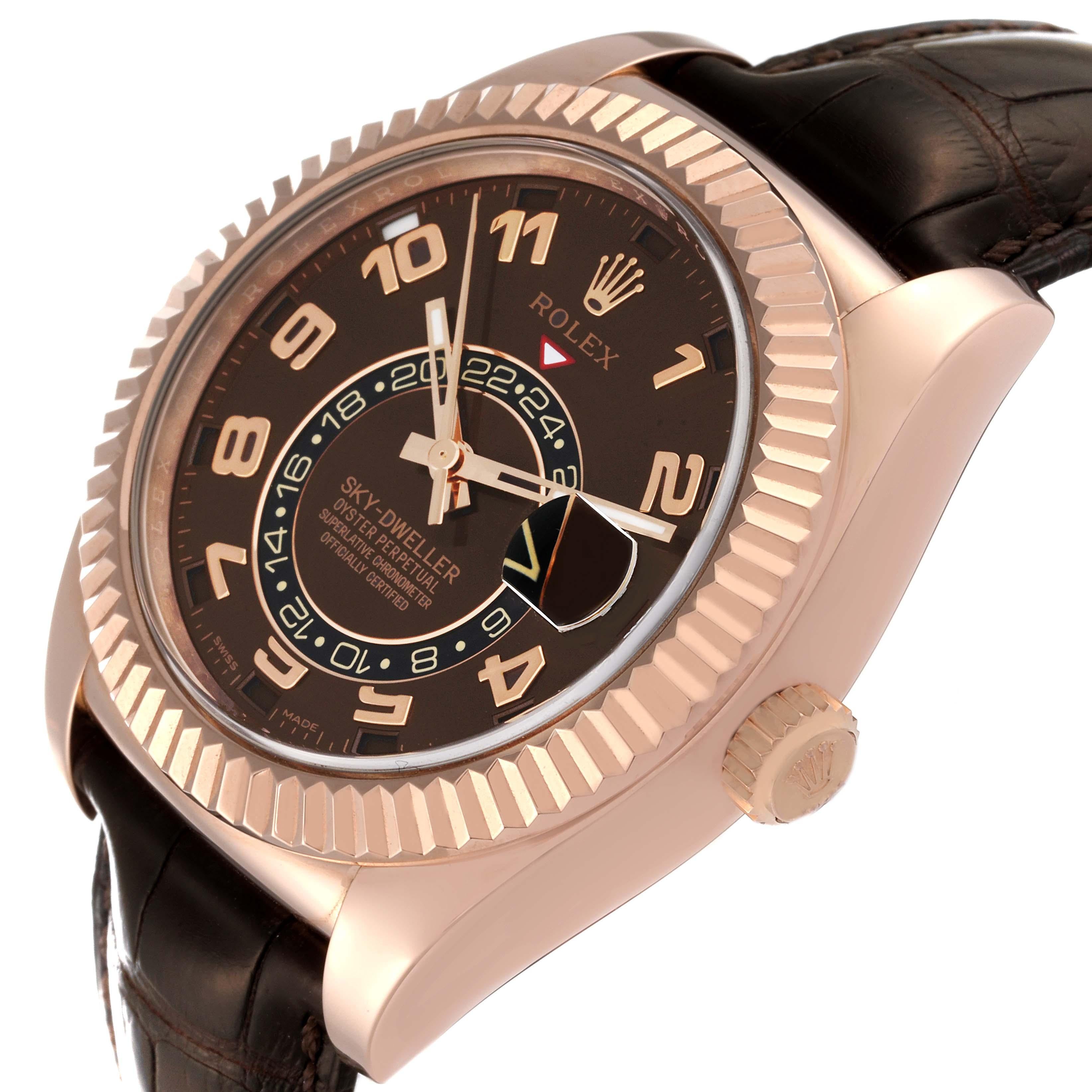 Rolex Sky-Dweller Chocolate Brown Rose Gold Mens Watch 326135 For Sale ...