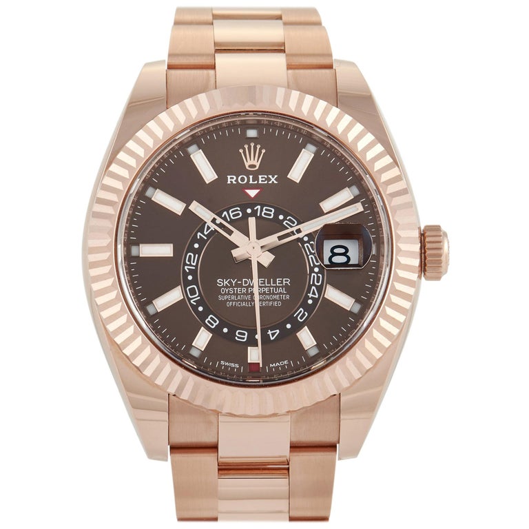 Rolex Sky-Dweller Everose Gold Chocolate Dial Watch 326935 at 1stDibs