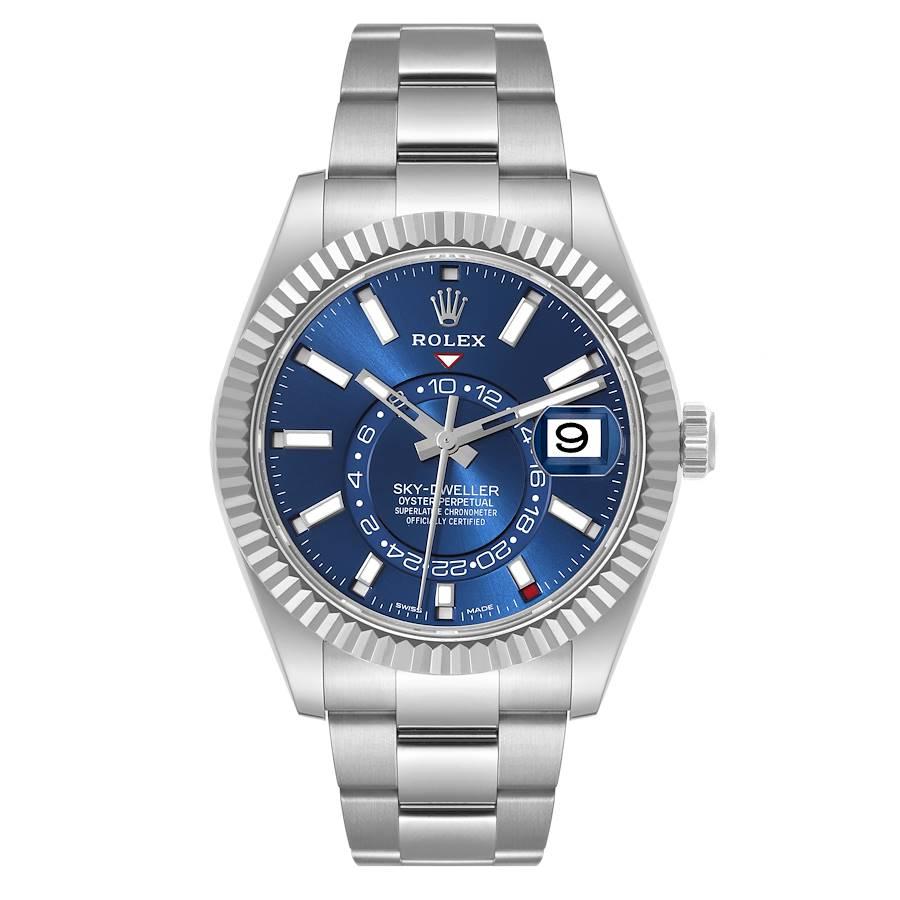Rolex Sky-Dweller Steel White Gold Blue Dial Mens Watch 326934 Box Card ...