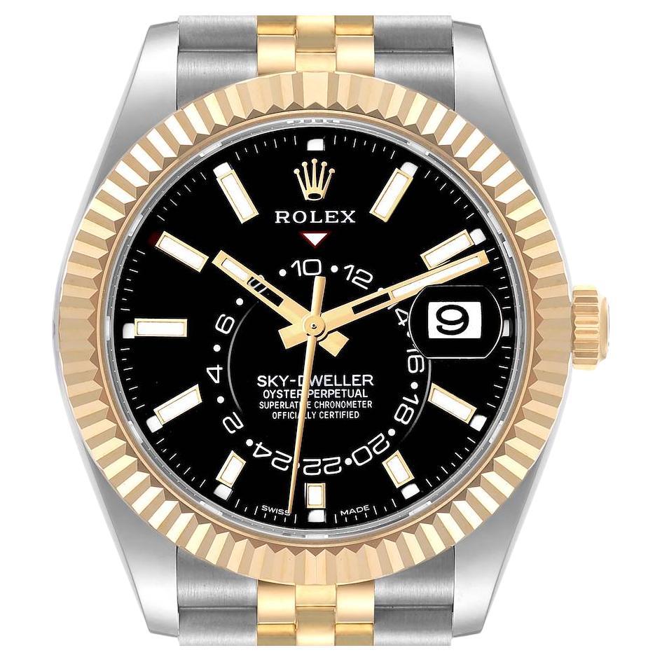 Rolex Sky-Dweller Two-Tone Black Dial Yellow Gold Jubilee Mens Watch ...